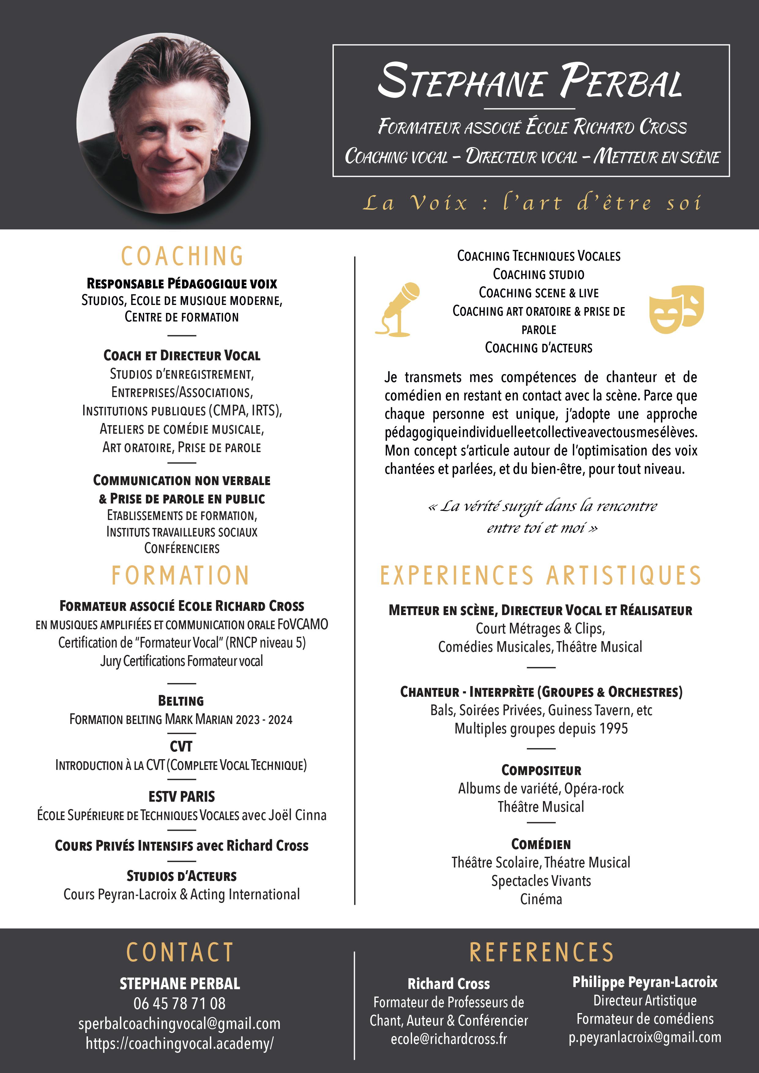 COACHING VOCAL | STEPHANE PERBAL